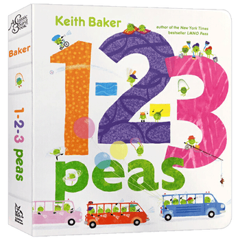 123小豆子 英文原版绘本 1 2 3 Peas 数豆豆 儿童启蒙早教益智学数字纸板书 亲子共读趣味英语阅读读物 英文版进口原版书籍