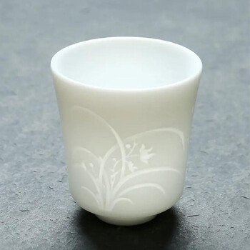 李甲栈白瓷闻香杯-兰艺术品中国传统文化送朋友长辈礼品生日送女友实用礼物圣诞节礼物商务定制