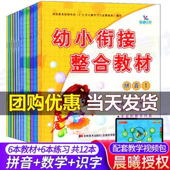 幼小衔接整合教材识字、拼音、数学教材+同步练习全12册描红加减法同步练习册每日一练幼儿园中班大班语文课本幼升小学前班教材全套幼教领域晨曦早教 幼小衔接 整合教材（全套12册）