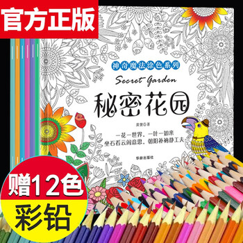 【送12色彩铅】秘密花园正版涂色书成人解压填色书梦幻神话儿童版手绘奇幻森林神秘花园绘画减压画册本密密 6本