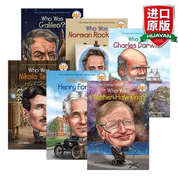 英文原版 谁是伽利略/诺曼·洛克威尔/尼古拉特斯拉/达尔文/亨利福特/史蒂芬霍金 WHO WAS GALILEO?  名人传记6本套装 中小学生英语课外阅读读物