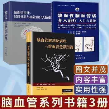 3册 脑血管解剖及病理三维血管造影图谱+缺血性脑血管病介入治疗入门与进阶+脑血管重建 颅脑解剖外科学书