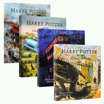 harry potter哈利波特英文原版彩绘插画版1-2-3-4合售4册魔法石密室阿兹卡班的囚徒