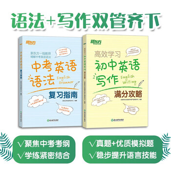 新东方 初中英语专项：语法复习指南+写作满分攻略（套装共2册）中考英语