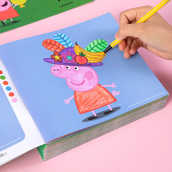 儿童画画本小猪佩奇涂色书2-3-4-5岁幼儿园宝宝涂鸦填色绘画玩具 小猪佩奇美乐涂全4册