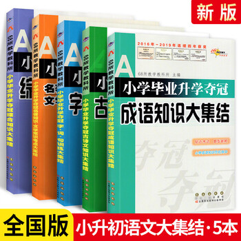 小学毕业升学夺冠名著知识文学常识考点大集结+成语知识大集结+字词句训练+古诗文+综合知识大集结全套5