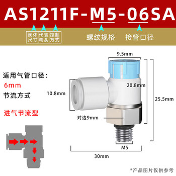 SMC型节流阀气动可调气缸调速阀调节阀AS1201F/2201F-M5/01/02/04 AS1211F-M5-06A (进气型)【图片 价格 品牌 报价】-京东