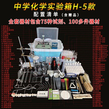 初中化学实验器材箱套装经典版试验箱试剂药品用品玻璃仪器实验室 化学实验箱H5