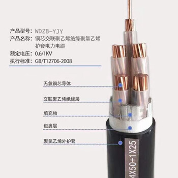 金龙羽电线电缆WDZB-YJY3/4/5芯4/6/10/16/25/35平方阻燃铜芯电缆 WDZB-YJY3*6平方【图片 价格 品牌 报价】-京东