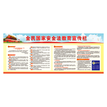 安全生产宣传画挂图国家安全法保密法宣传栏墙贴画覆膜贴纸NAX NAX15 国家安全法教育宣传栏 200*100厘米 覆膜防水PP贴纸