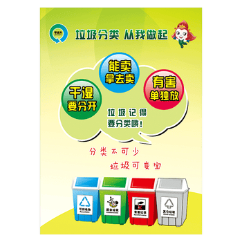 生活垃圾分类投放指南宣传画环境保护从我做起海报挂图环保贴画覆膜防水贴纸TMP31 TMP31-01 垃圾分类从我做起 70*50厘米 覆膜防水PP贴纸