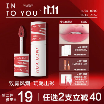 【INTO YOU唇泥】INTO YOU女主角唇泥哑光口红唇釉学生送朋友生日礼物女EM12糖渍草莓色 2g【行情 报价 价格 评测】-京东