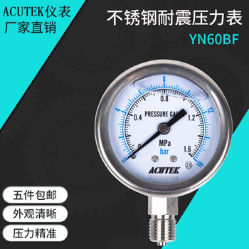 ACUTEK 304不锈钢耐震压力表YN60BF 1.6MPA M14*1.5 耐高温压力表 0.1mpa【图片 价格 品牌 报价】-京东