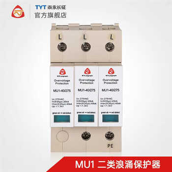 MU1-40/20/10/60KA/275V浪涌保护器4P2P3P+N长九II类防避雷泰永 MU1-40 /275V /1P+NPE【图片 ...