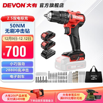 大有（Devon） 20V锂电无刷电钻5210多功能电动螺丝钻冲击钻5211家用手电钻 5211冲击钻双电2.5Ah标充【图片 价格 品牌 ...