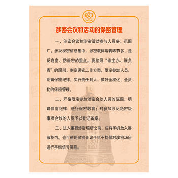 保密安全海报挂图制度牌宣传画保密行为展板墙贴画贴纸NAH50 NAH50-05 涉密会议和活动的保密管理 100*70厘米 覆膜防水PP贴纸
