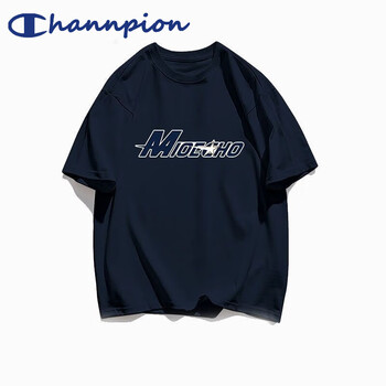 冠军涂鸦简约短袖t恤男夏季新款字母印花美式复古宽松休闲ins嘻设计感体恤 藏青色 MIOECHO XL【图片 价格 品牌 报价】-京东