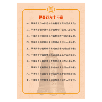 保密安全海报挂图制度牌宣传画保密行为展板墙贴画贴纸NAH50 NAH50-04 保密行为十不准 120*80厘米 覆膜防水PP贴纸