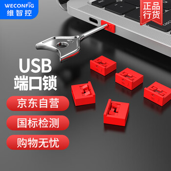 【维智控ZJJ-UUA010】维智控 企业usb端口数据 usb安全锁 usb锁 封口塞 usb安全塞 usb防尘塞 红色（10个+1把工具 ...