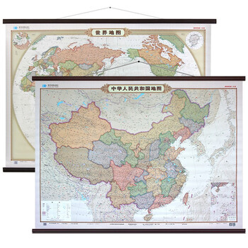 中国地图+世界地图 1.4米*1米 复古版 家居装饰画挂图
