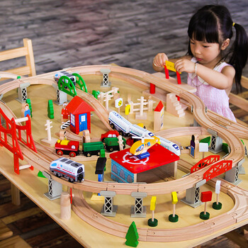 ACOOL TOY木制轨道小火车套装130件火车头2-7岁男孩儿童积木质拼装玩具六一儿童节礼物 130件轨道【图片 价格 品牌 报价】-京东