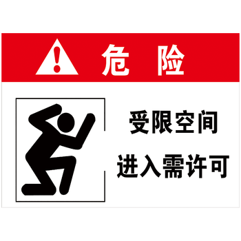 企业工厂车间警告注意警示牌标识牌标志牌标示贴标语牌指示牌标示牌TGP TGP83 受限空间进入需许可 30*20厘米 PVC塑料板