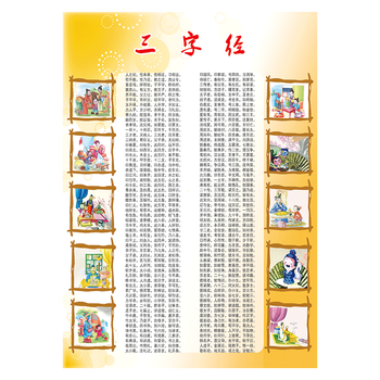 中华国学教育挂图中国传统文化展板宣传画海报弟子规三字经贴画SCM SCM02 三字经 80*60厘米 覆膜防水PP贴纸