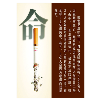 禁止吸烟标贴纸标语标识控烟禁烟公益广告文化招贴画挂图无烟校园宣传画覆膜防水贴纸TYH TYH05 温馨提示请勿吸烟 40*30厘米 覆膜防水PP贴纸