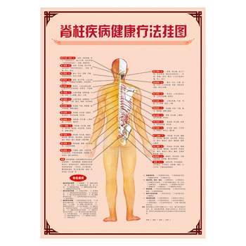 中医养生文化宣传画海报展板足部反射区挂图足疗穴位墙贴画覆膜防水贴纸WSA57 WSA57-01 脊柱疾病健康图 120*80厘米 覆膜防水PP贴纸