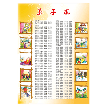 中华国学教育挂图中国传统文化展板宣传画海报弟子规三字经贴画SCM SCM01 弟子规 100*70厘米 覆膜防水PP贴纸