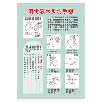 餐饮服务从业人员医院洗手消毒流程图步骤图程序方法墙贴画挂图覆膜防水贴纸TXH TXH01 洗手液六步洗手图 80*60厘米 覆膜防水PP贴纸