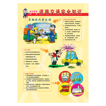 道路交通安全知识宣传画海报宣传教育顺口溜挂图宣传栏展板墙贴画覆膜贴纸JTC JTC08 车辆状况要完好 120*80厘米 覆膜防水PP贴纸