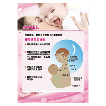 医院妇产科宣传画海报母乳喂养知识挂图24小时母婴同室墙贴画覆膜贴纸OFH17 OFH17-02 按需哺育 70*50厘米 覆膜防水PP贴纸