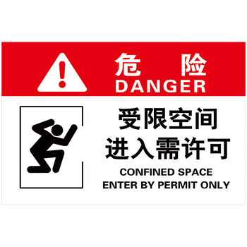 有限空间作业安全告知牌 密闭受限有限空间风险警告警示牌标志标识牌提示指示标示牌定制NIH24 NIH24-20 受限空间进入需许可 30*20厘米 PVC塑料板