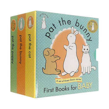 Pat the bunny puppy cat 拍拍小兔子小狗猫咪 英文原版绘本触摸书游戏玩具书3本