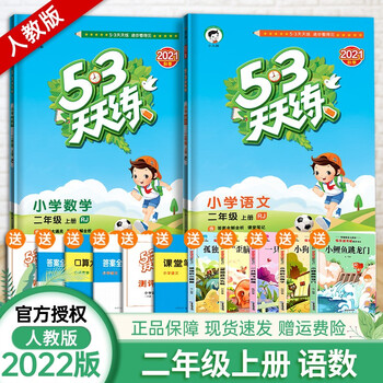 53天天练二年级上册册语文数学共2本人教部编版五三同步训练习册5.3天天练二年级上册语文书同步课外阅读课外书