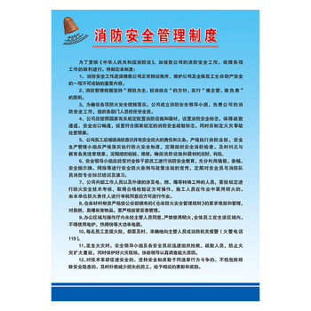单位消防安全挂图宣传画公司消防安全管理制度宣传栏墙贴画VCH52 VCH52 公司消防安全管理制度 30x40cm  PP覆膜贴纸