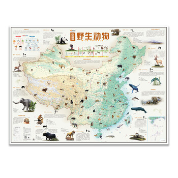 【AR版】中国野生动物分布地图3-14岁幼少儿学生自互动动物百科实用地图儿童房间贴墙装饰画高清
