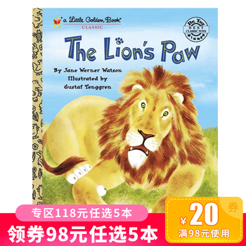 狮子脚上有根刺 英文原版绘本 The Lion is Paw (Little Golden Book) 常青藤爸爸推荐 兰登金色童书 儿童动物故事启蒙图画书