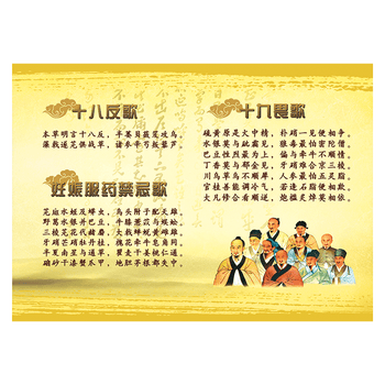 中药十八反歌十九畏歌挂图妊娠用药禁忌中医宣传画贴画WSA WSA50 十九畏十八反 70*50厘米