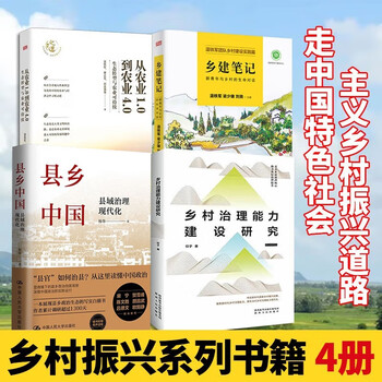 乡村振兴书籍4册 乡村治理能力建设研究+从农业1.0到农业4.0:生态转型与农业可持续+乡建笔记+县乡中国 三农问题乡村振兴建设新农村