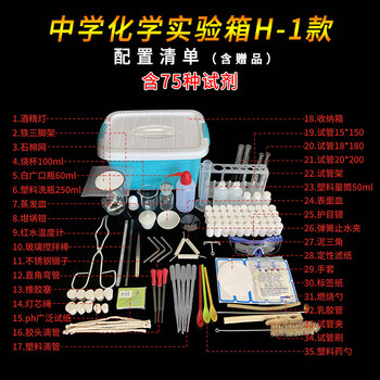 初中高中生中考化学实验器材全套装小学九年级初三初中化学实验试剂药剂箱玻璃教学仪器化学实验器材箱 化学实验箱H1款