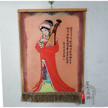 内蒙古工艺品羊毛毡画成吉思汗特色挂画轴餐厅蒙古包装饰画毡画 昭君 竖版 60*80 独立
