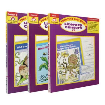 Evan Moor 核心技能训练系列 英语识字3册套装下 Take It to Your Seat Literacy Centers Grade 3-6 Set.