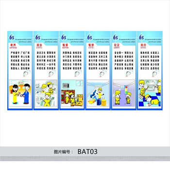6S宣传画6S标语6S管理6S现场管理6s宣传标语贴纸BAT BAT03 6S管理标语 100*33厘米X6张