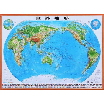 世界地形图精雕版凹凸立体世界地形图 1.06米X0.74米世界地图挂图