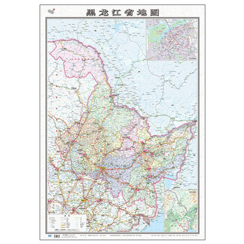 2022年 黑龙江省地图 高清覆膜墙贴图 约1.1米*0.8米