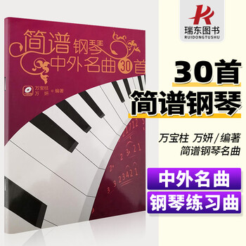 简谱钢琴中外名曲30首VCD盘简谱钢琴曲集谱钢琴名曲初级中级钢琴曲谱钢琴练习曲中国音乐家音像出版社
