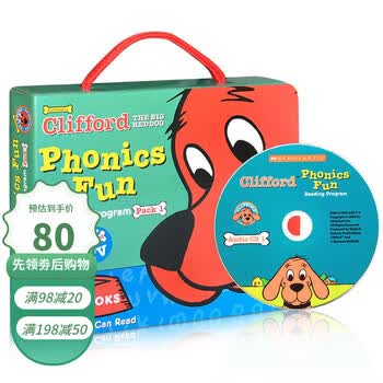 英文原版大红狗系列 Clifford Phonics Fun Pack1 趣味自然拼读12册盒装