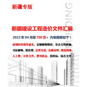  2022年版新疆建设工程重要造价文件汇编 定额解释1j29k 电子版